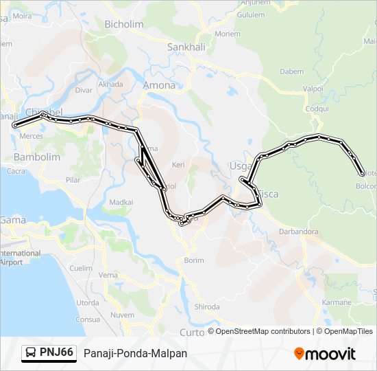 PNJ66 Route: Schedules, Stops & Maps - Panaji-Ponda-Malpan (Updated)