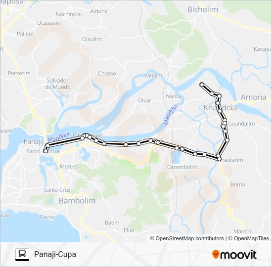 PVTPNI4 Route: Schedules, Stops & Maps - Panaji-Cupa (Updated)