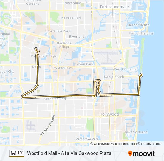 Ruta 12: horarios, paradas y mapas - Dania Beach Via Tri-Rail (Actualizado)