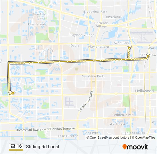 Ruta 16: horarios, paradas y mapas - Dania City Hall Via Tri-Rail ...