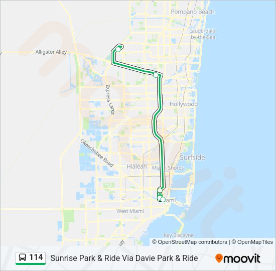 Ruta 114: horarios, paradas y mapas - Sunrise Park & Ride Via Davie ...