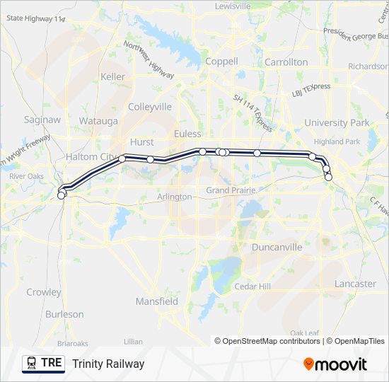 TRE Route: Schedules, Stops & Maps - Westbound (Updated)