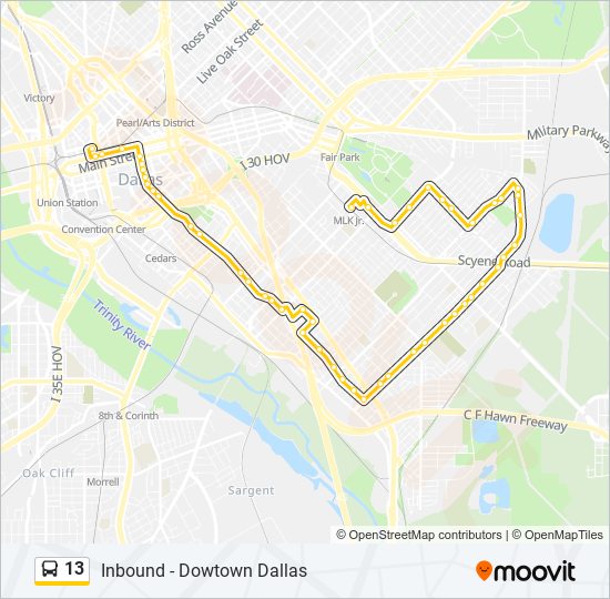 13 Route: Schedules, Stops & Maps - Inbound - Dowtown Dallas (Updated)
