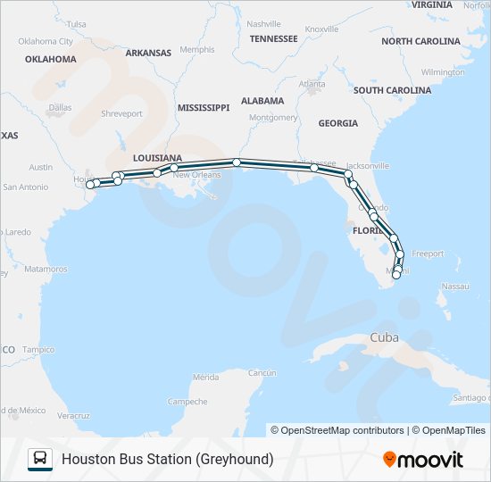 Ruta GREYHOUND US0799: horarios, paradas y mapas - Houston Bus Station ...
