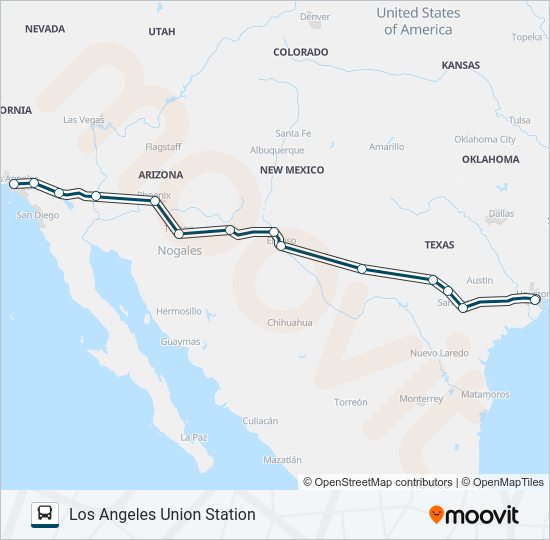 Ruta greyhound us1001: horarios, paradas y mapas - Los Angeles Union ...