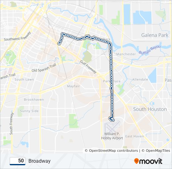 50 Route: Schedules, Stops & Maps - Hobby Airport - Southbound (Updated)