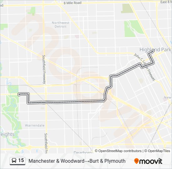15 Route: Schedules, Stops & Maps - Manchester & Woodward‎→Burt ...