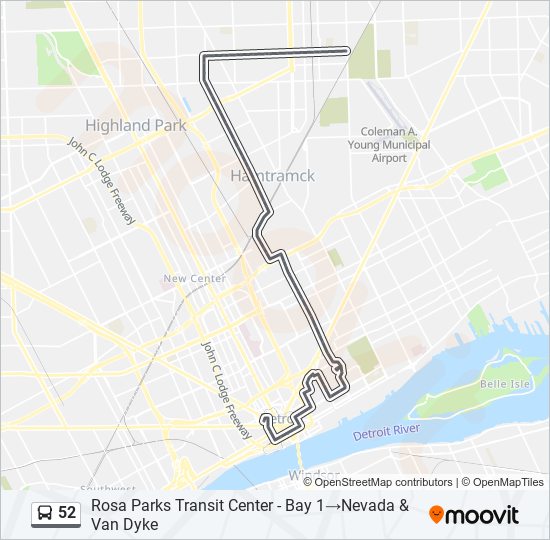 52 Route: Schedules, Stops & Maps - Rosa Parks Transit Center - Bay 1‎→ ...