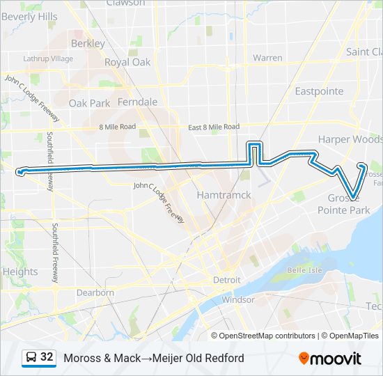 32 Route: Schedules, Stops & Maps - Moross & Mack‎→Meijer Old Redford ...