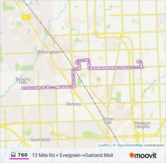 760 Route: Schedules, Stops & Maps - 13 Mile Rd + Evergreen‎→Oakland Mall