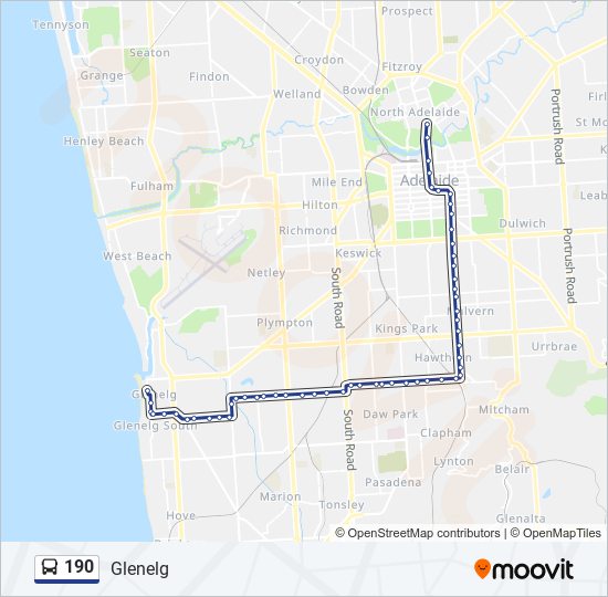 190 Route: Schedules, Stops & Maps - Glenelg (Updated)