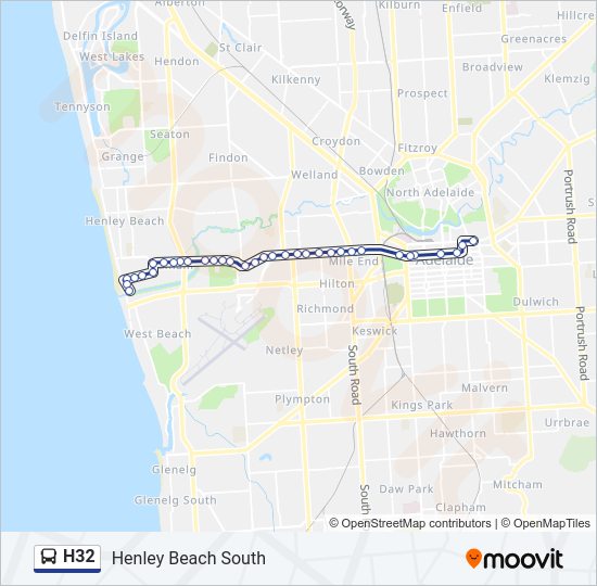 h32 Route: Schedules, Stops & Maps - Henley Beach South (Updated)