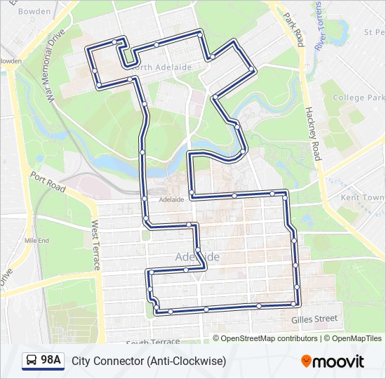98a Route: Schedules, Stops & Maps - City & North Adelaide Loop (Updated)