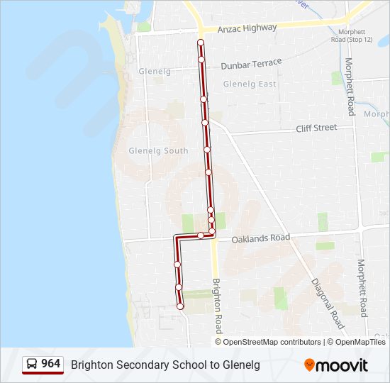 964 Route: Schedules, Stops & Maps - Glenelg (School Bus) (Updated)