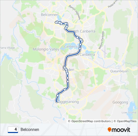 4 Route: Schedules, Stops & Maps - Belconnen (Updated)