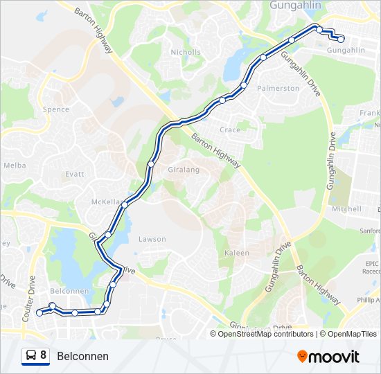 8 Route: Schedules, Stops & Maps - Belconnen (Updated)