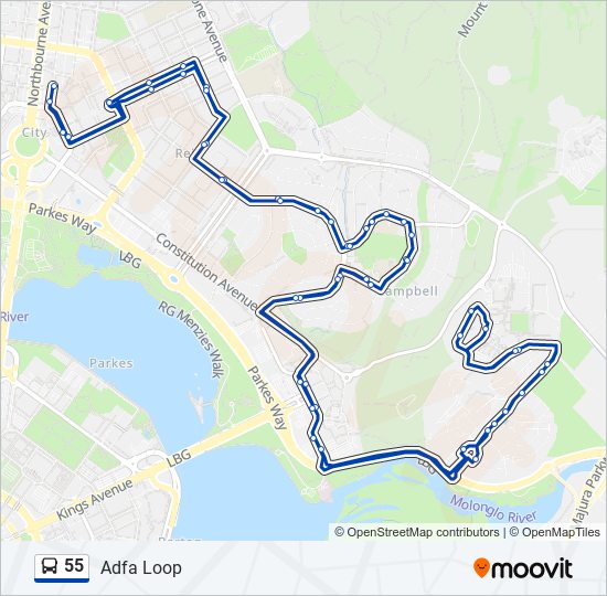 55 Route: Schedules, Stops & Maps - Adfa Loop (Updated)