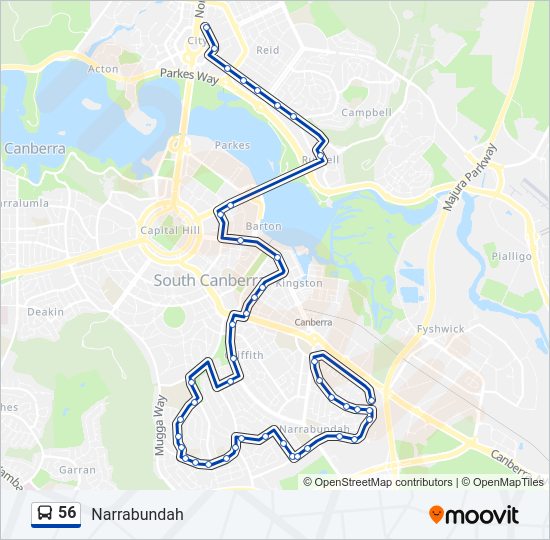 56 Route: Schedules, Stops & Maps - Narrabundah (Updated)
