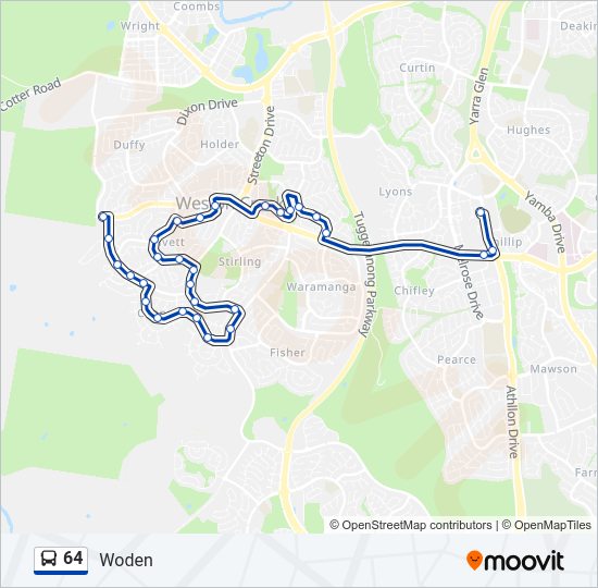64 Route: Schedules, Stops & Maps - Woden (Updated)