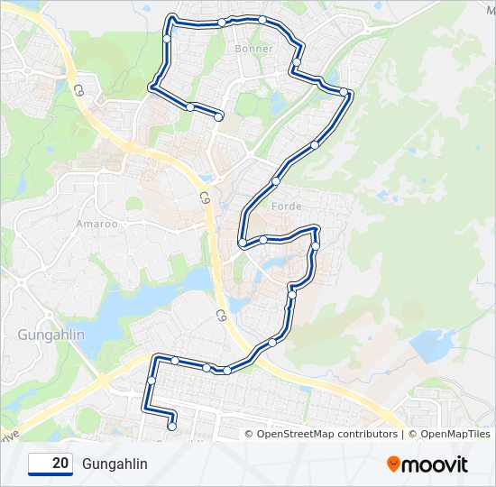 20 Route: Schedules, Stops & Maps - Gungahlin (Updated)