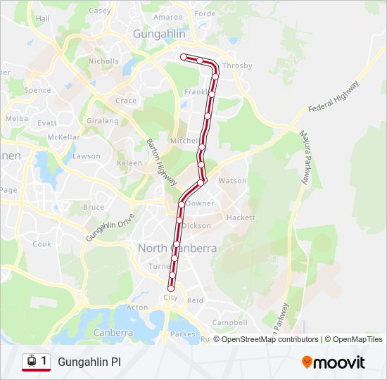 1 Route: Schedules, Stops & Maps - Gungahlin Pl (Updated)