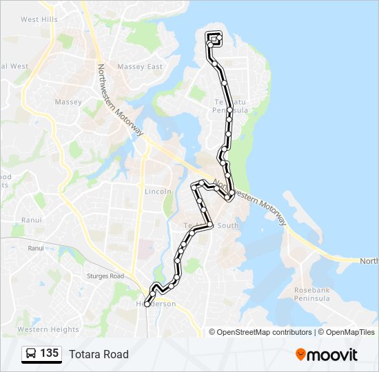 135 Route: Schedules, Stops & Maps - Totara Road (Updated)