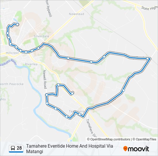 28 Route: Schedules, Stops & Maps - Tamahere Eventide Home And Hospital ...