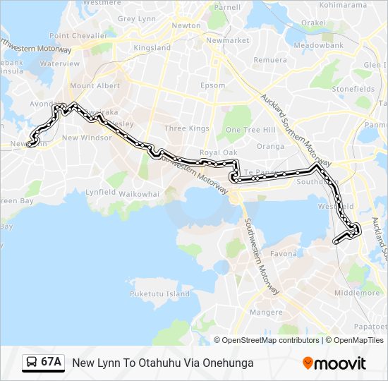 67A Route: Schedules, Stops & Maps - New Lynn To Otahuhu Via Onehunga ...