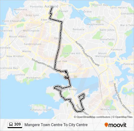 309 Route: Schedules, Stops & Maps - Mangere Town Centre To City Centre ...