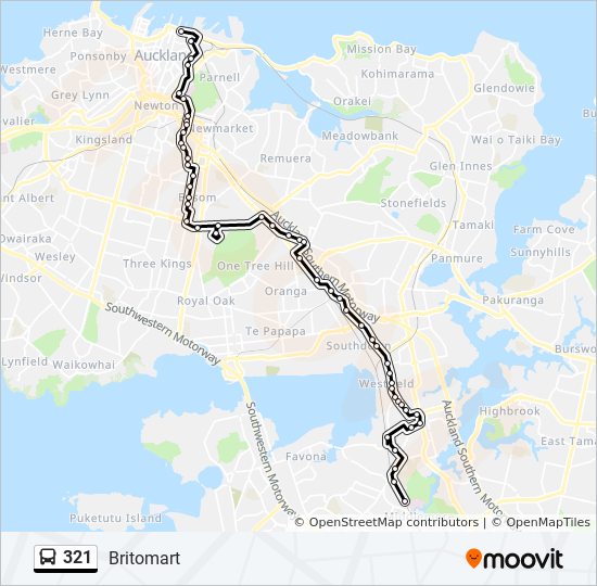 321 Route: Schedules, Stops & Maps - Britomart (Updated)