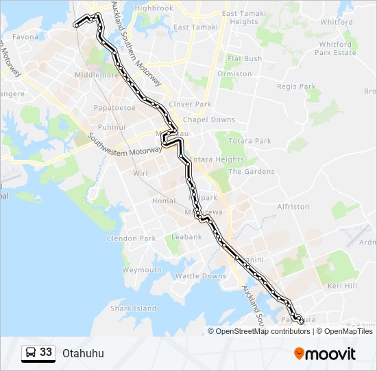 33 Route: Schedules, Stops & Maps - Otahuhu (Updated)
