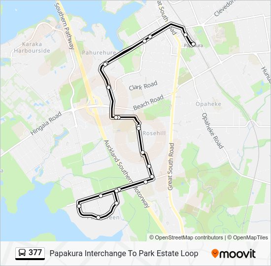 377 Route: Schedules, Stops & Maps - Papakura Interchange To Park ...