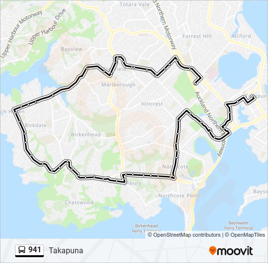 941 Route: Schedules, Stops & Maps - Takapuna (Updated)