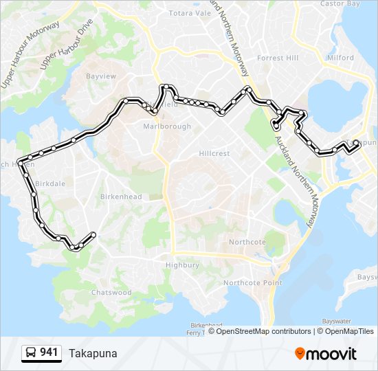 941 Route: Schedules, Stops & Maps - Takapuna (Updated)