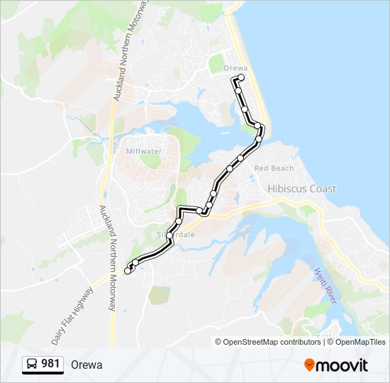 981 Route: Schedules, Stops & Maps - Orewa (Updated)