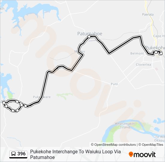 396 Route: Schedules, Stops & Maps - Pukekohe Interchange To Waiuku ...