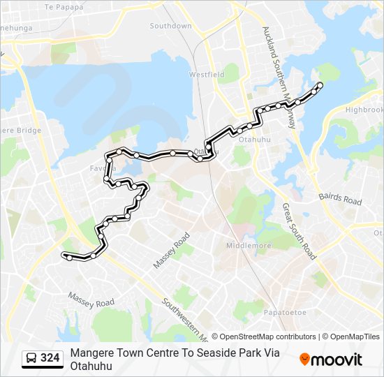324 Route: Schedules, Stops & Maps - Mangere Town Centre To Seaside ...