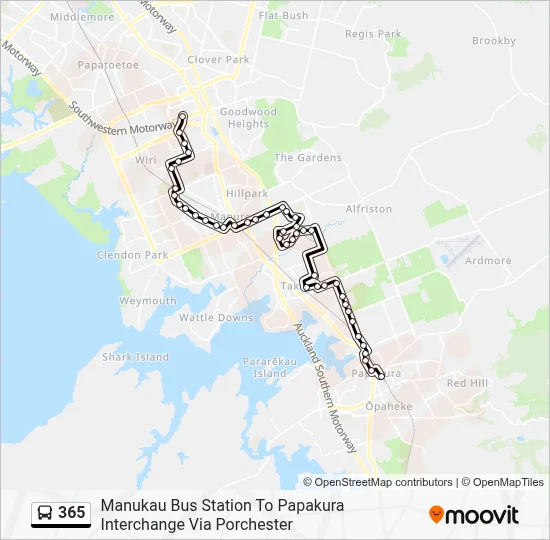 365 Route: Schedules, Stops & Maps - Manukau Bus Station To Papakura ...