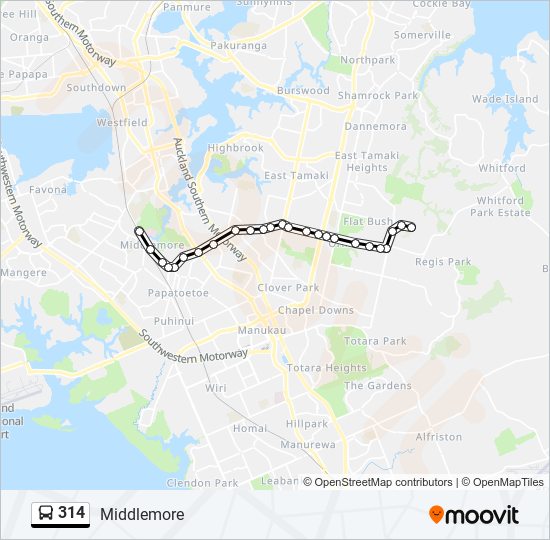 314 Route: Schedules, Stops & Maps - Middlemore (Updated)