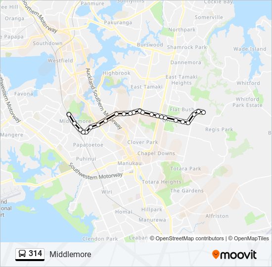314 Route: Schedules, Stops & Maps - Middlemore (Updated)