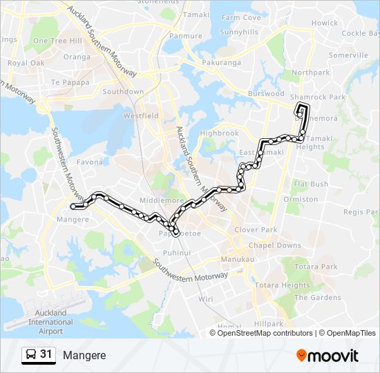 31 Route: Schedules, Stops & Maps - Mangere (Updated)