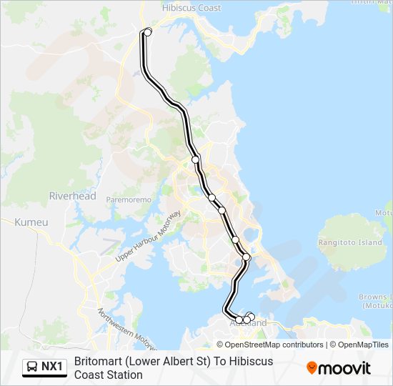 NX1 Route: Schedules, Stops & Maps - Britomart (Lower Albert St) To ...