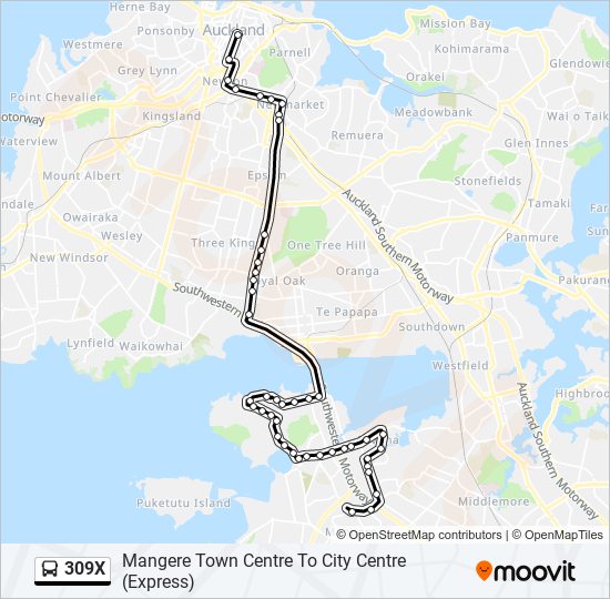 309x Route: Schedules, Stops & Maps - Mangere Town Centre To City ...