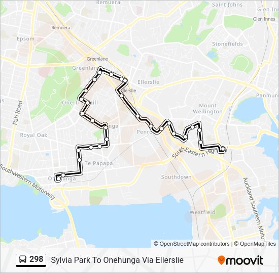 298 Route: Schedules, Stops & Maps - Sylvia Park To Onehunga Via ...