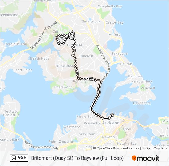 95B Route: Schedules, Stops & Maps - Britomart (Quay St) To Bayview ...