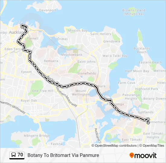 70 Route: Schedules, Stops & Maps - Botany To Britomart Via Panmure ...