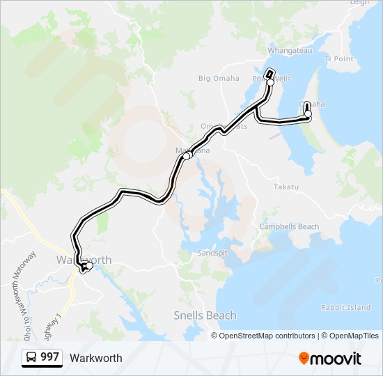 997 Route: Schedules, Stops & Maps - Warkworth (Updated)