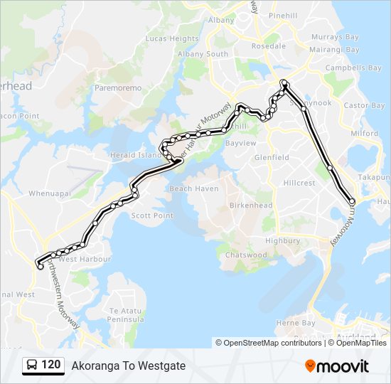 120 Route: Schedules, Stops & Maps - Akoranga To Westgate (Updated)