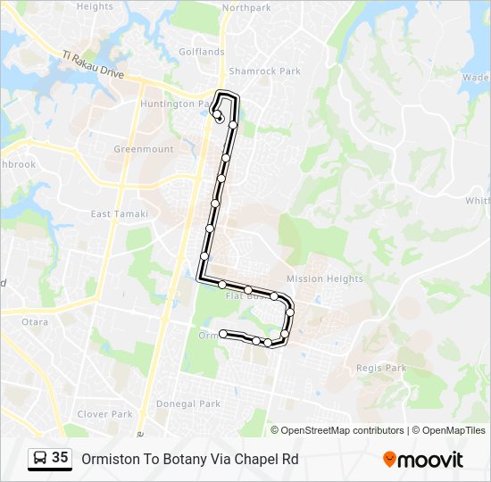 35 Route: Schedules, Stops & Maps - Ormiston To Botany Via Chapel Rd ...