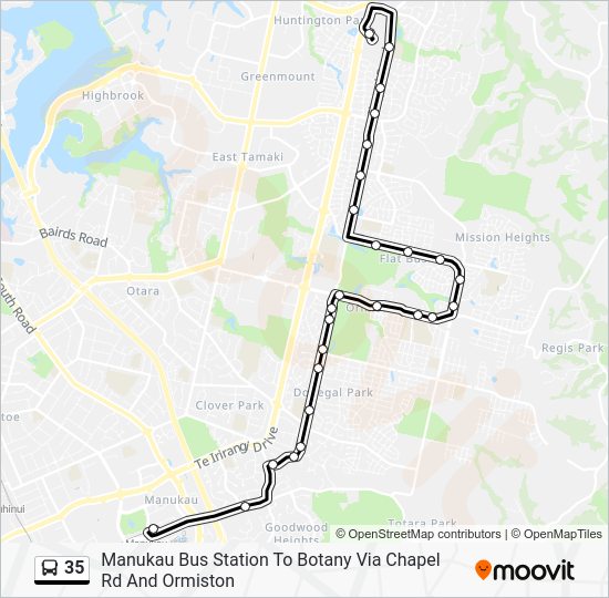 35 Route: Schedules, Stops & Maps - Manukau Bus Station To Botany Via ...